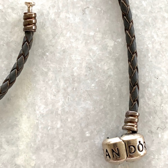 Pandora | Jewelry | Pandora Double Leather Wrap Bracelet Dark Grey ...